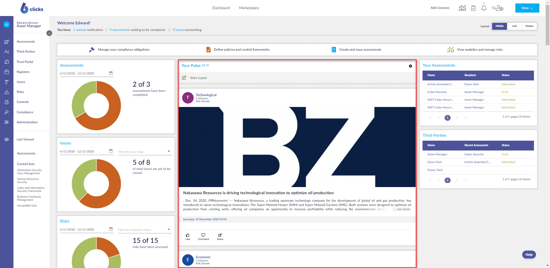 Major Release: Brand New 6clicks Pulse Dashboard Feature | 6clicks Blog